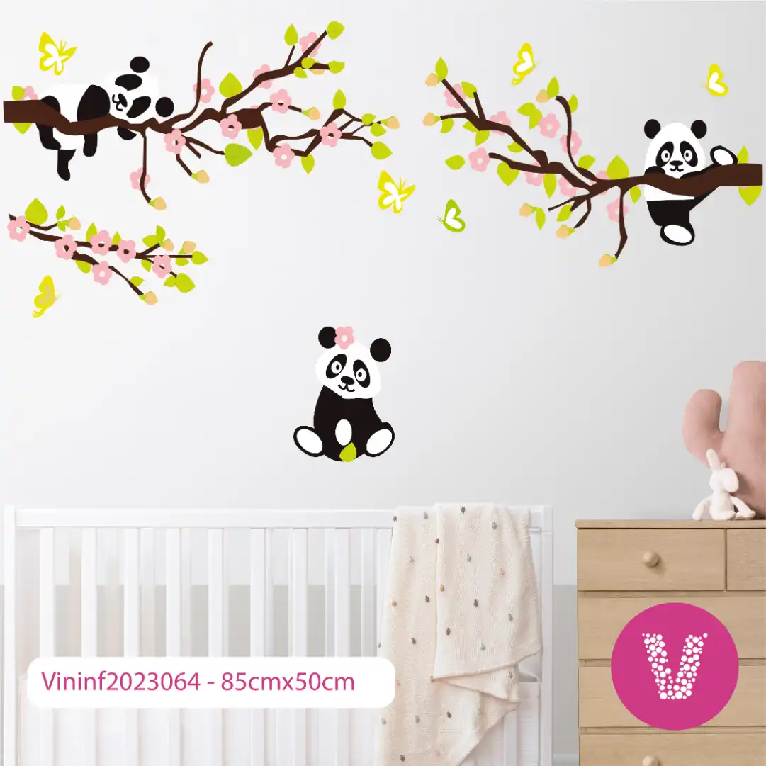 Vinil Decorativo Infantil Pandas | Panda Adhesive Vinyls | Vinilos ...